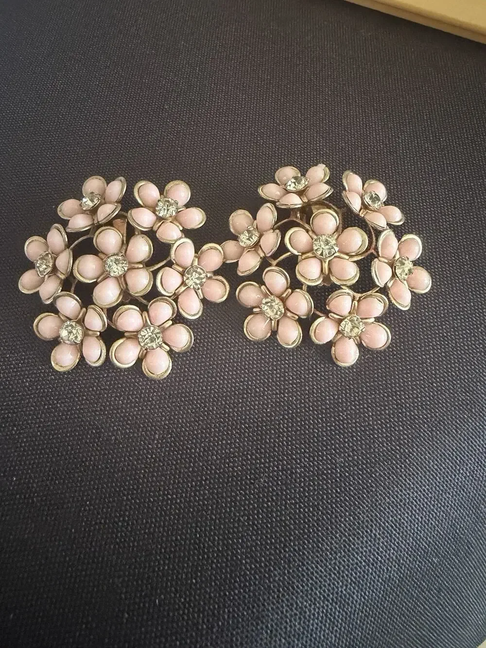 Unbranded | Jewelry | 95s Powder Pink Thermoset Rhinestone Flower ...